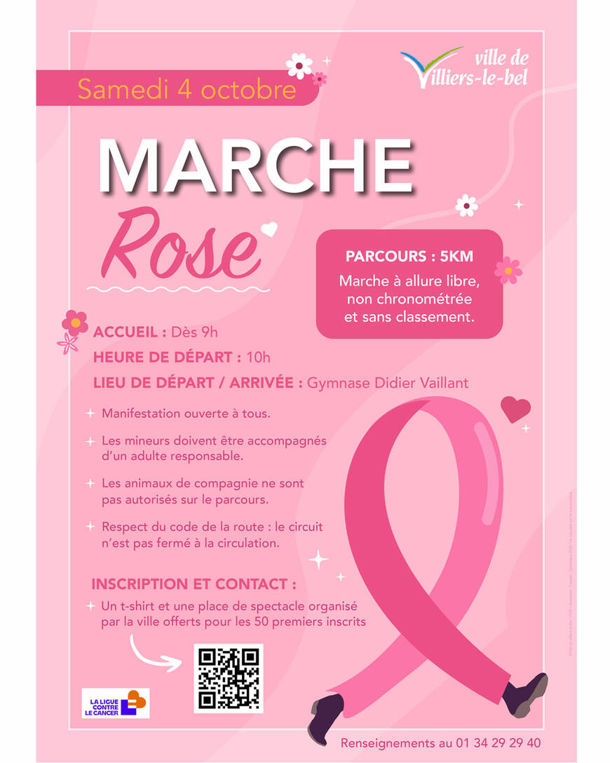 Marche Rose 2025 : Ensemble, marchons pour la santé et la solidarité ! | Ville de Villiers-le-Bel